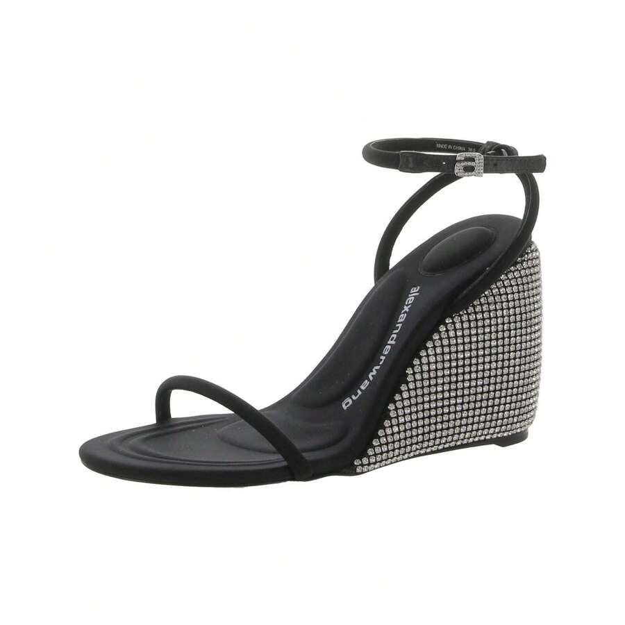 ALEXANDER WANG DAHILA Womens Leather Self Covered Crystal Wedge Wedge ...