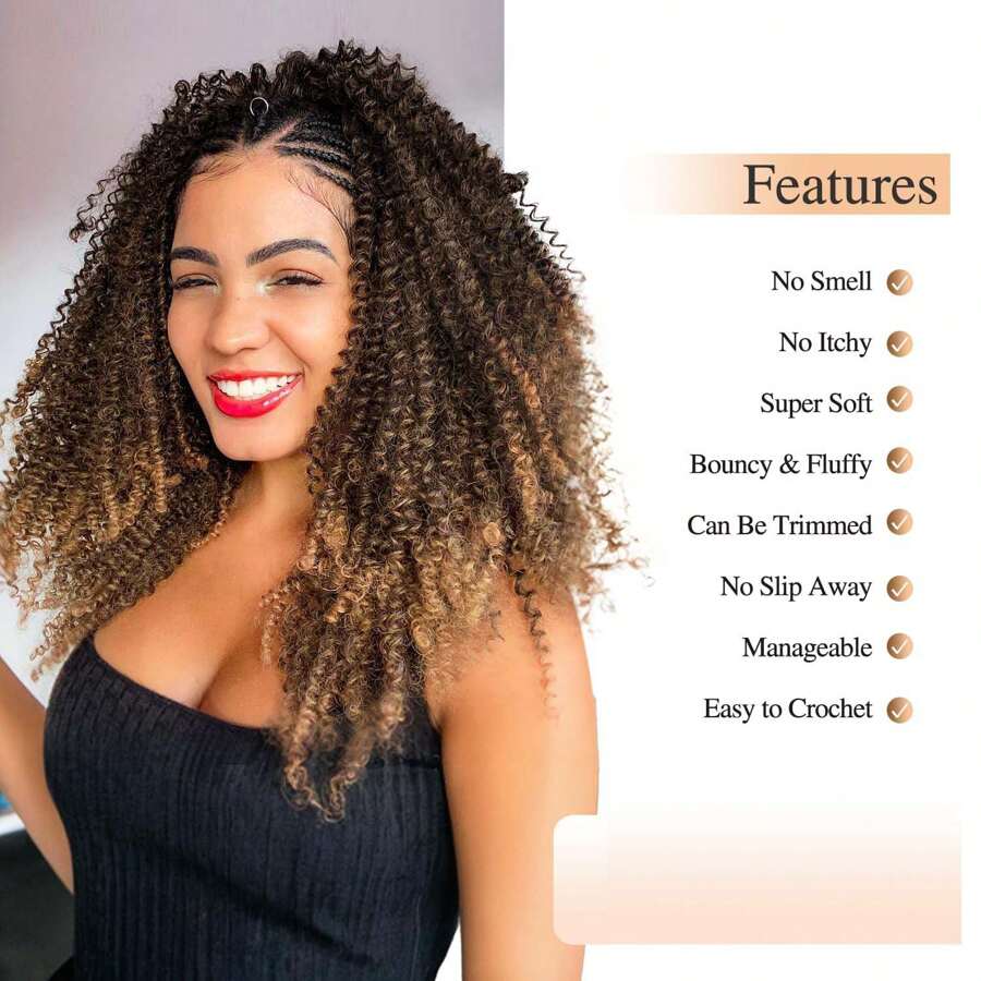 1B/27 18 Inches Afro Kinky Curly Braiding Hair Black Marlybob Jerry ...