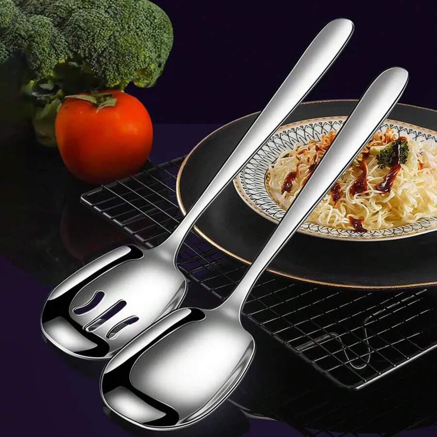 2 Serving Spoons Set, Stainless Steel Serving Spoons Set, Slotted Spoon ...