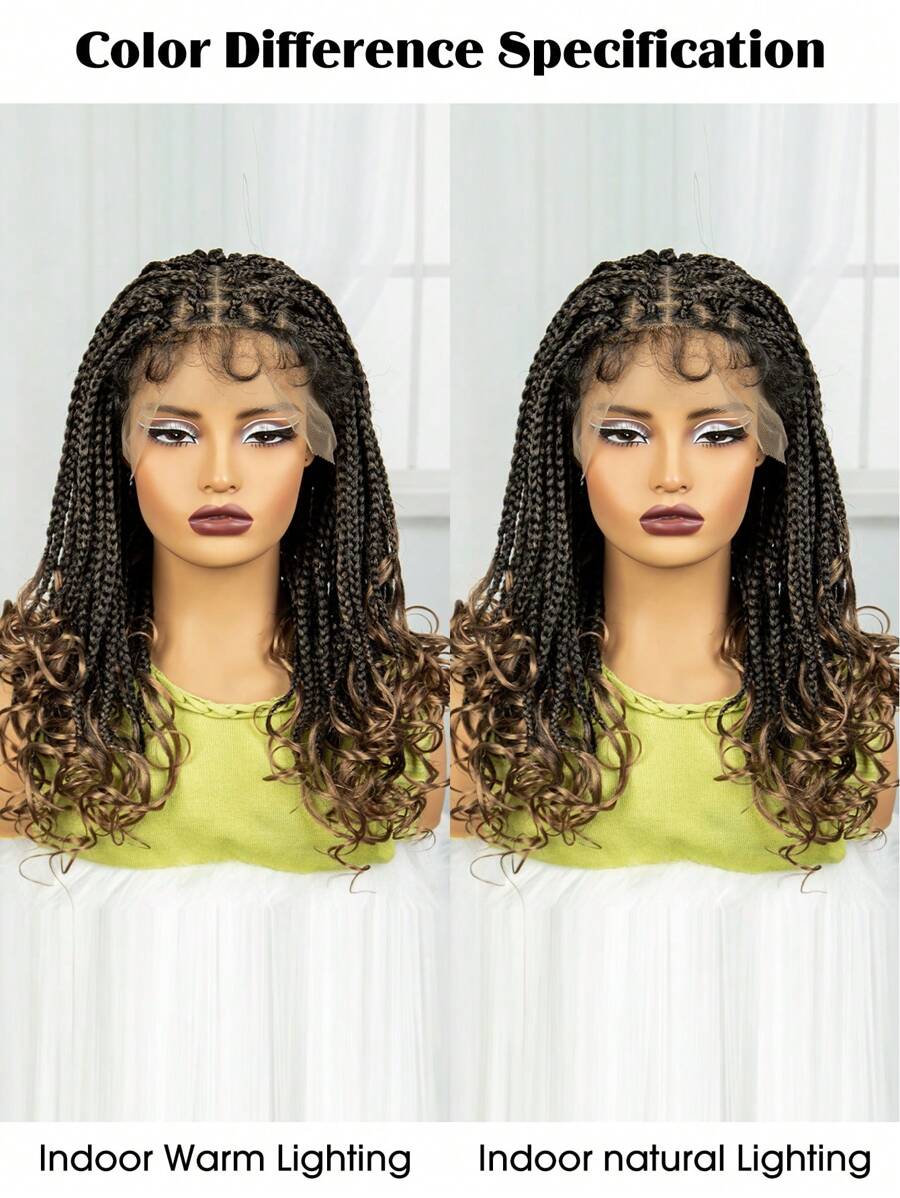 Lace Front Boho Box Braided Wigs With Cruls Ends Short Knotless Box ...