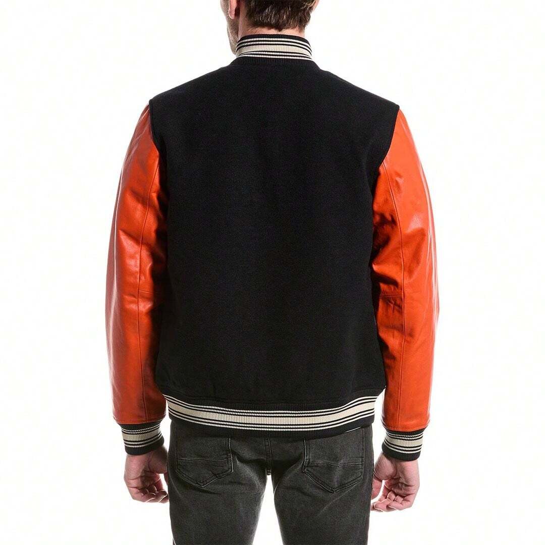 Scotch & Soda Scotch & Soda Leather Sleeve College Bomber Jacket ...