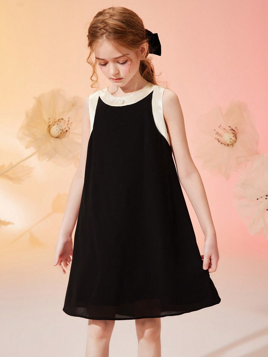 Abito Da Sera Senza Maniche Con Colori A Contrasto Di Lusso Per Ragazze ...