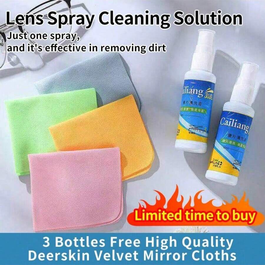 3 Bottles Of Glasses Cleaning Solution For Eyeglasses Mobile Phone And Computer Screens Anti