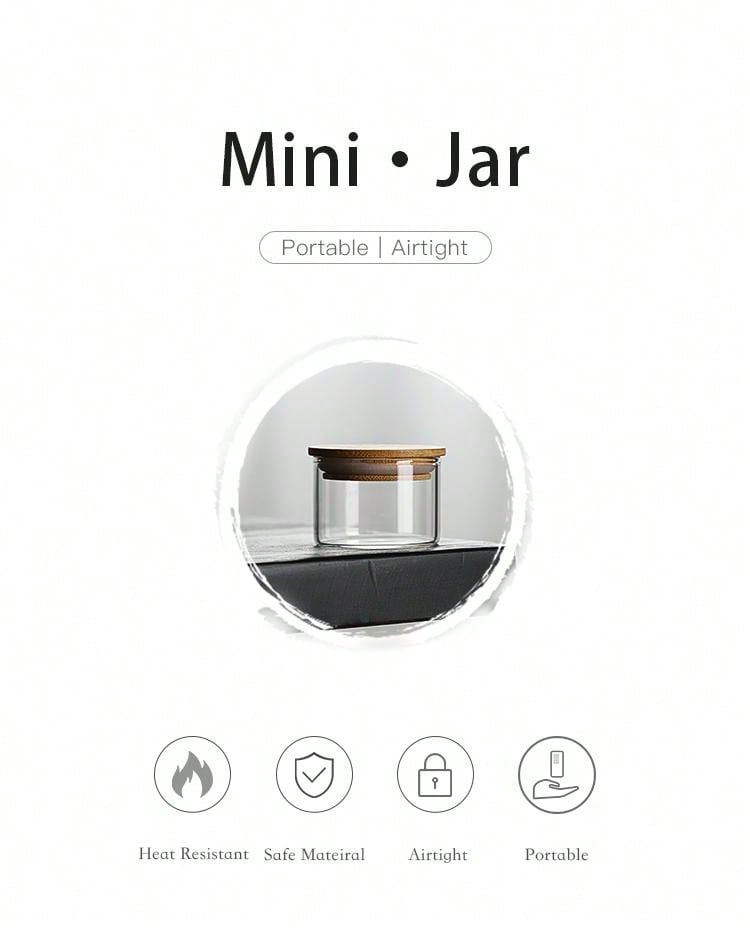 Mini Small Empty Sealed Tea Can Organizer Glass Herbs Spice Jars Bottle ...