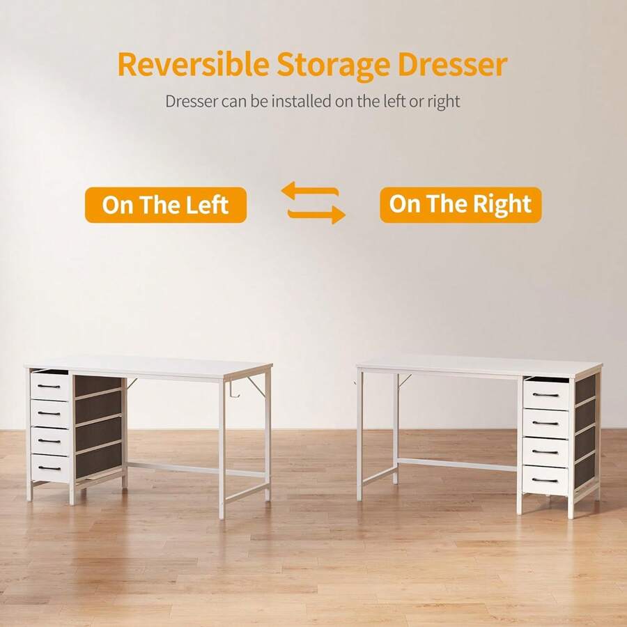 47 Inch Computer Desk With 4 Drawers, Home Office Small Desk With ...