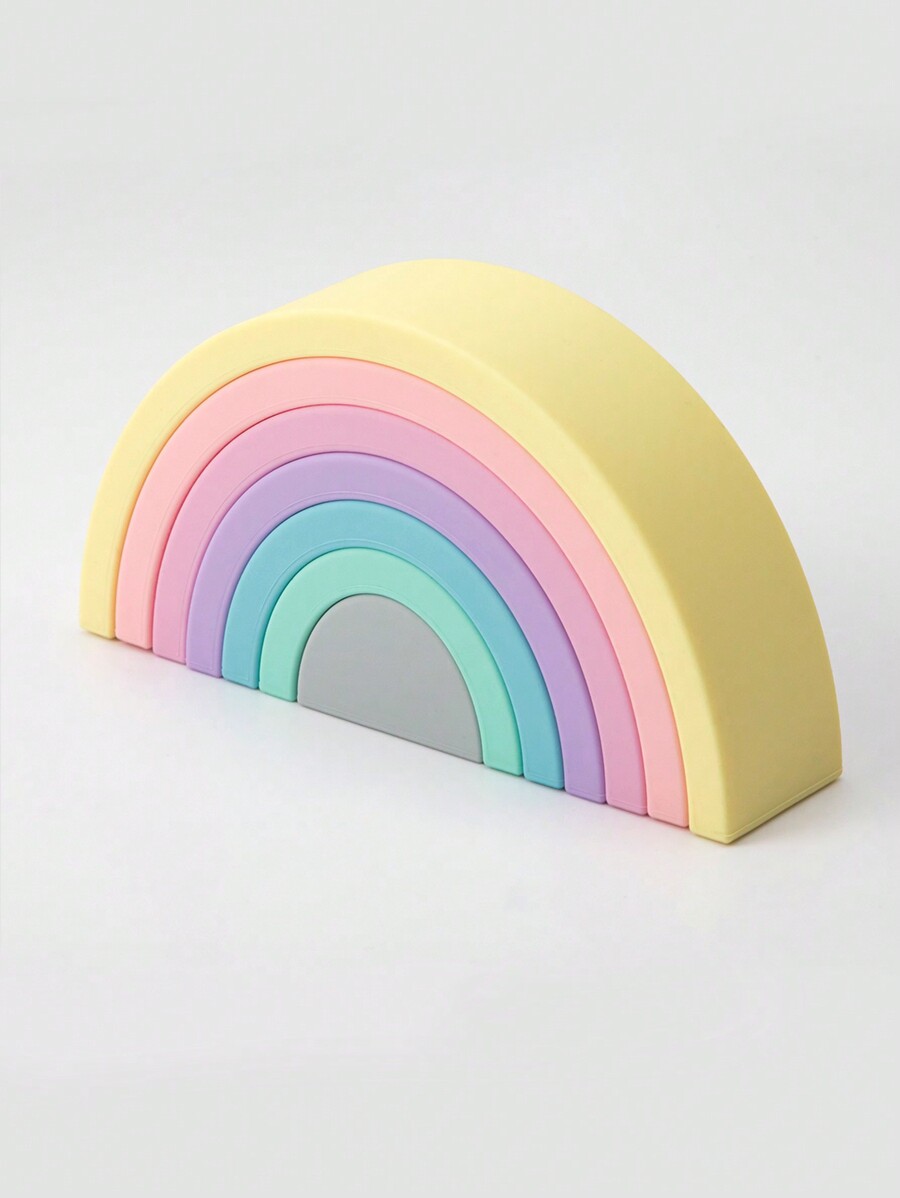 Silicone Rainbow Stacking Toy, Color Sorting 7 Pcs Stacking Game ...