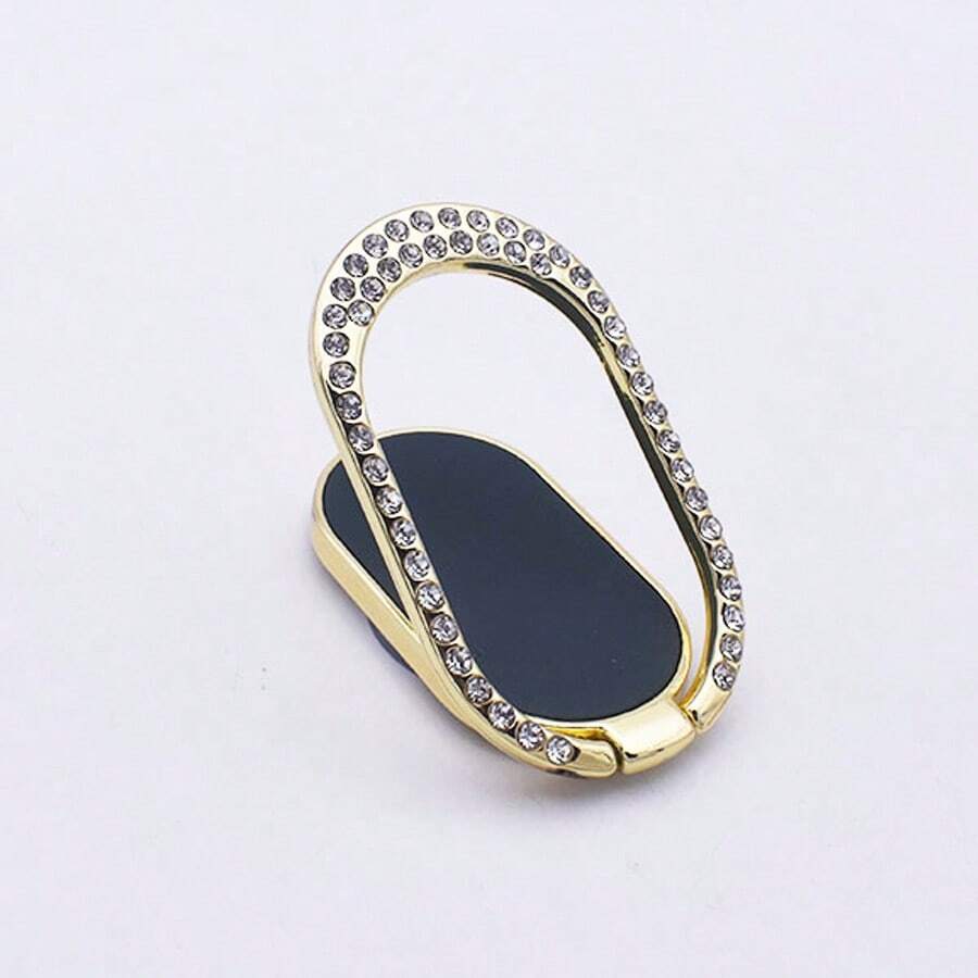 One Piece Oval Diamond-Encrusted Metal Ring Holder Universal Adhesive ...