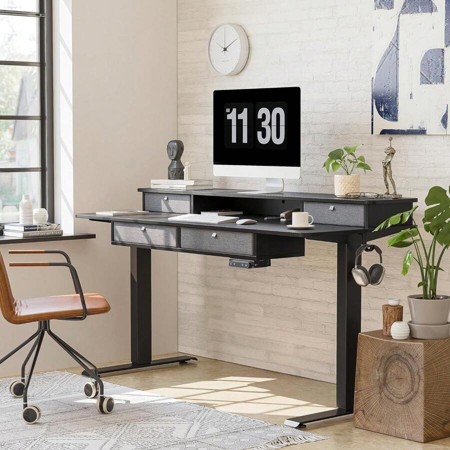 Sturdy Height Adjustable Electric Standing Desk With Drawers, Stand Up ...