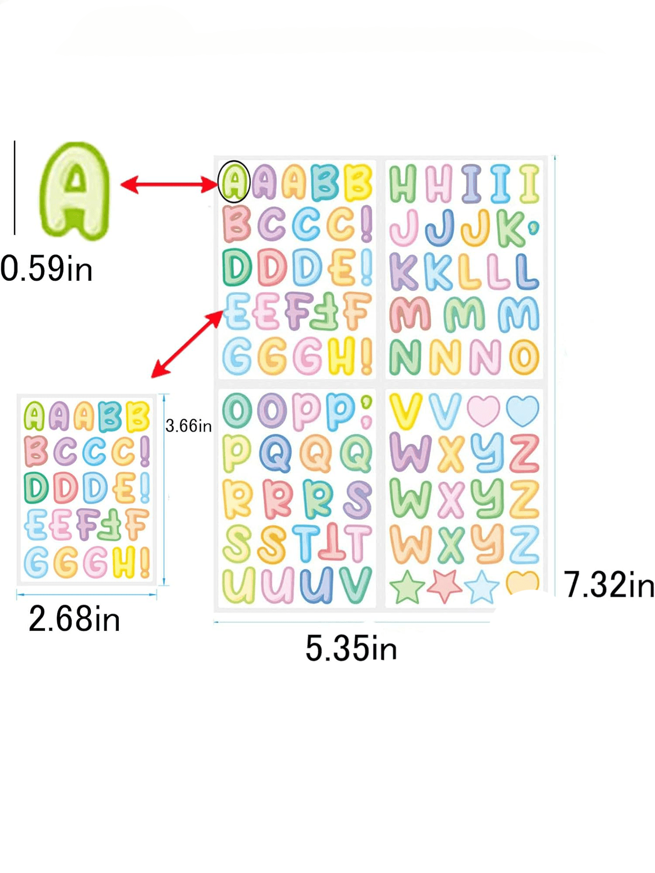 1PC Colorful English Alphabet Stickers Stick On Vinyl Letters Large ...