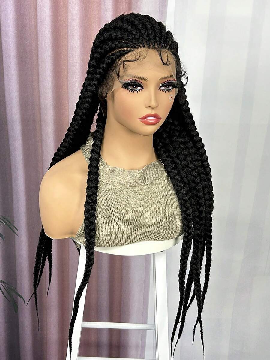 Full Lace Synthetic Braided Wig With 11 Strands Black Braids For Easy ...