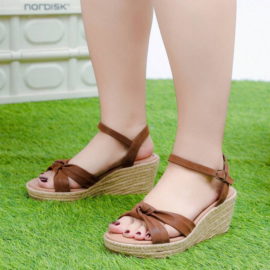 Women's Wide Width Wedge Sandals, Ankle Strap Flat Low Wedge Platform ...