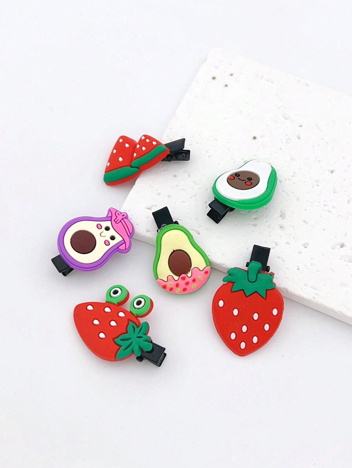 6pcs/Set Cute Cartoon Fruit Hair Clips For Girls - Watermelon, Lemon ...