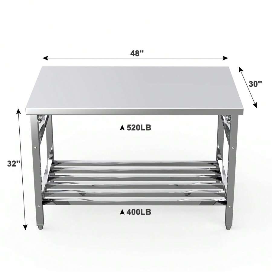 48x30 Inches Stainless Steel Folding Table For Prep & Work,NSF ...