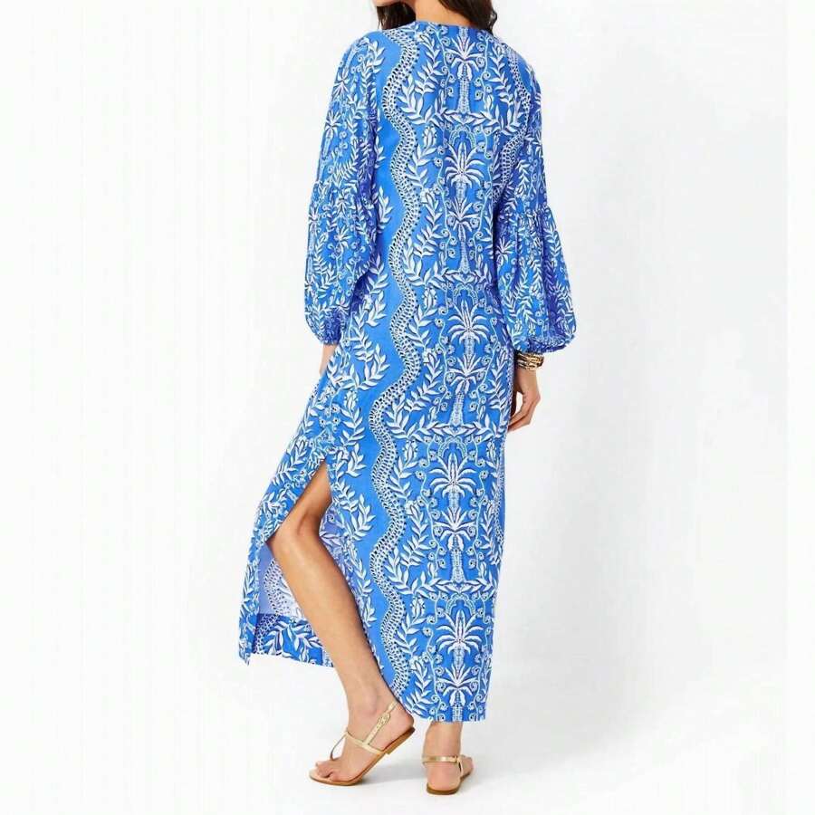 Lilly Pulitzer Laurelie Long Sleeve Maxi Dress In Abaco Blue | SHEIN USA