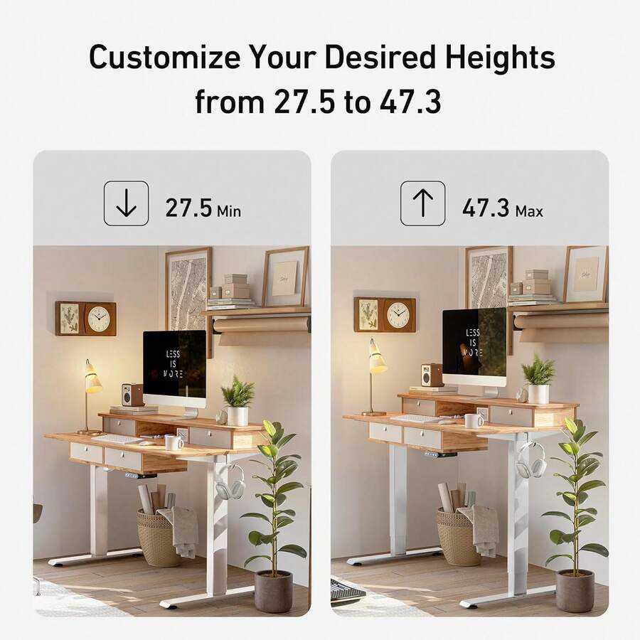 Sturdy Height Adjustable Electric Standing Desk With Drawers, Stand Up ...