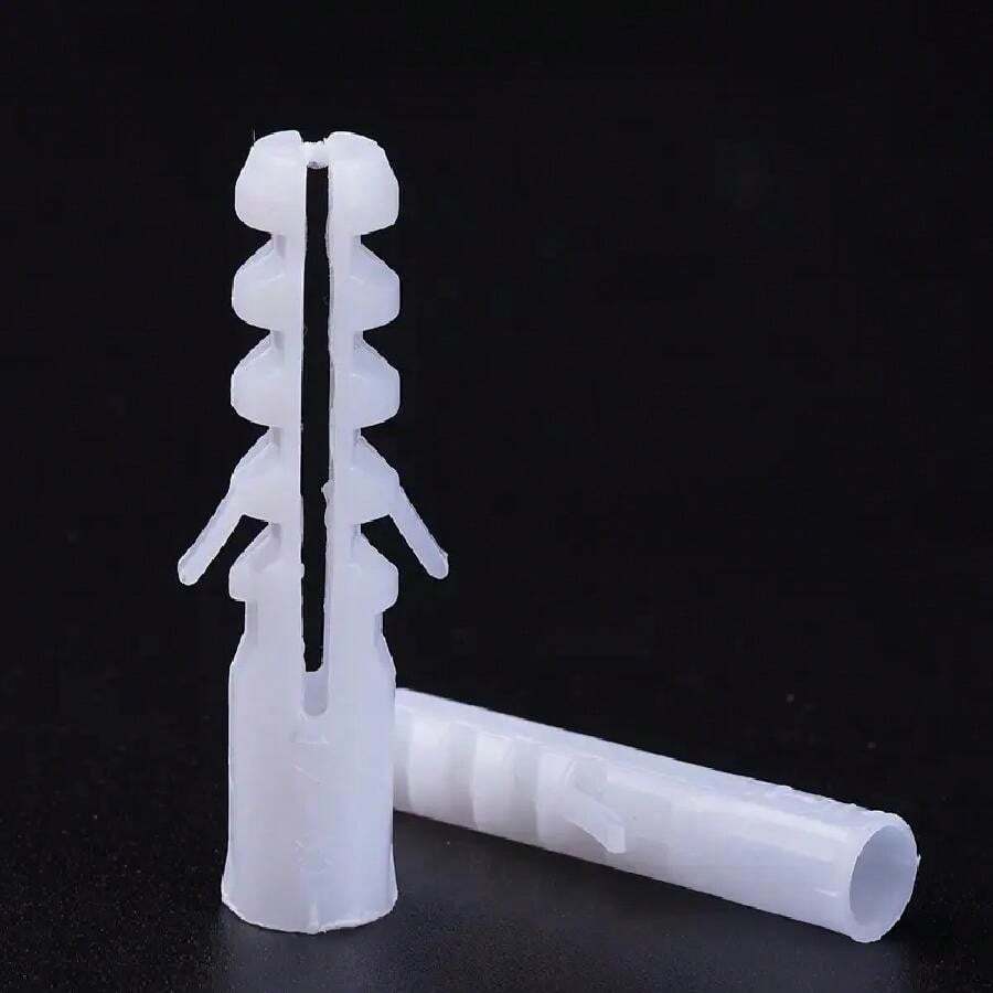 200pcs White Ribbed Plastic Drywall Anchors, Wall Plug Bolts Expansion ...