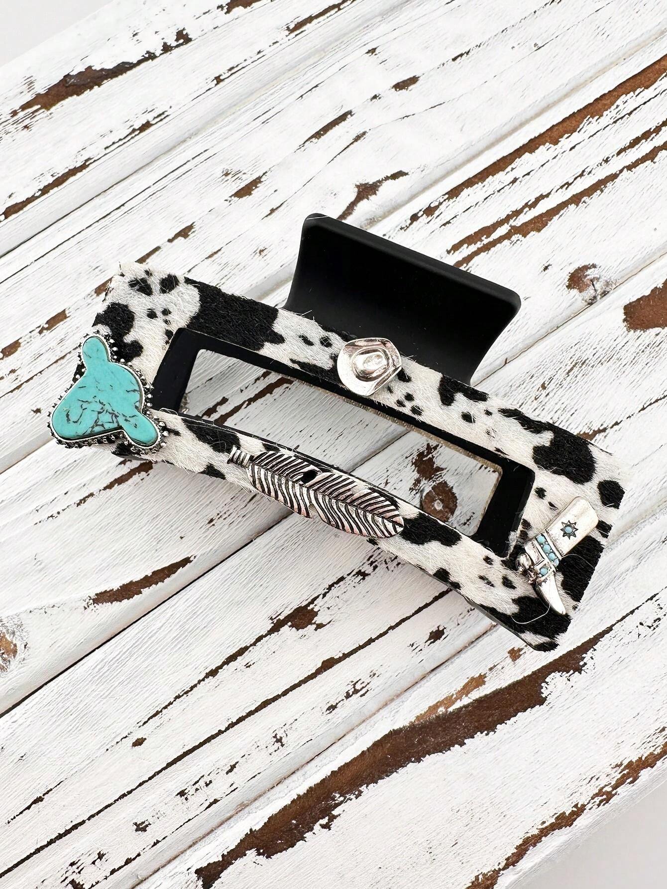 1 pieza Clip para el cabello con decoración de piedra turquesa en forma ...