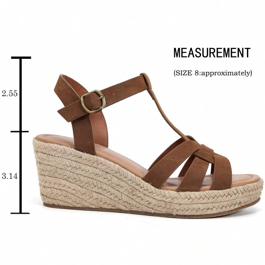 Women's Wide Width Wedge Sandals, Ankle Strap Flat Low Wedge Platform ...