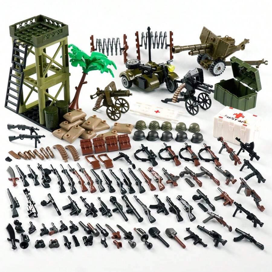 WW2 Weapons Pack Building Blocks Sets Equipment Guns Cannons Helmets ...