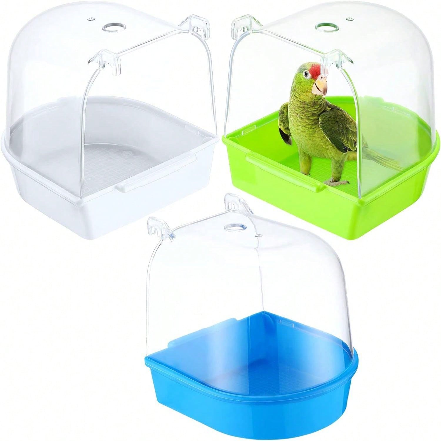 1 Pieces Clear Bird Bath For Cage Parakeet Bird Cage Accessories ...
