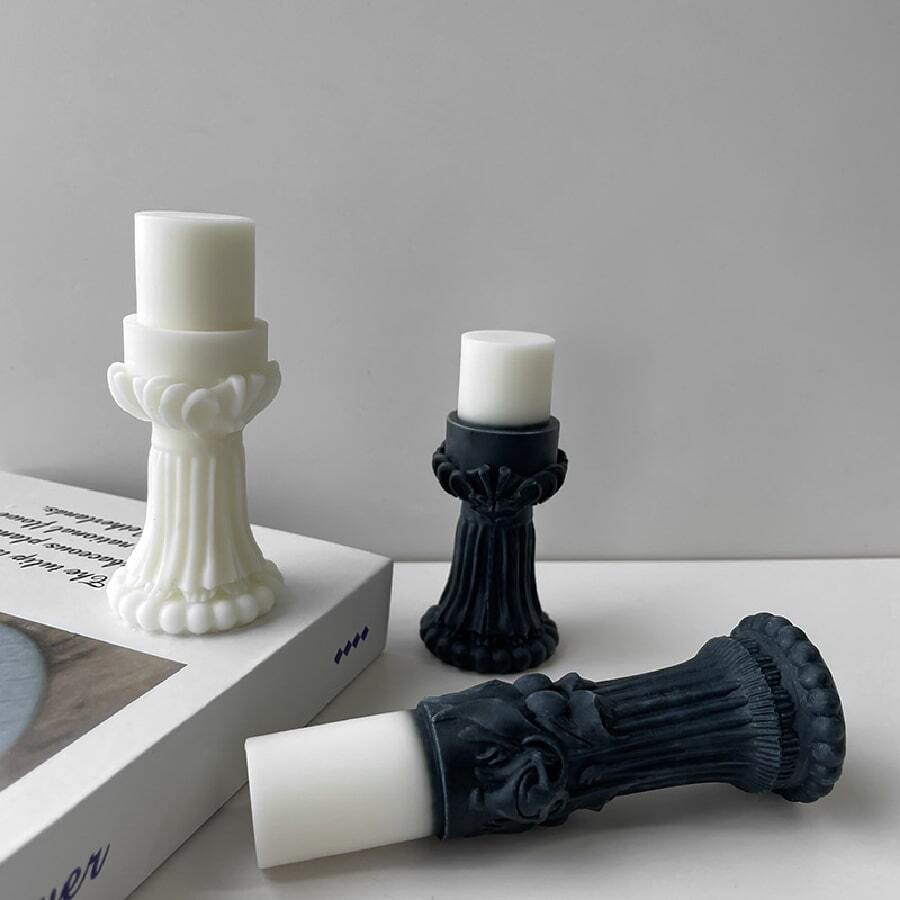 2pcs Candlestick Silicone Molds Suitable For Making Aroma Candles, Diy ...