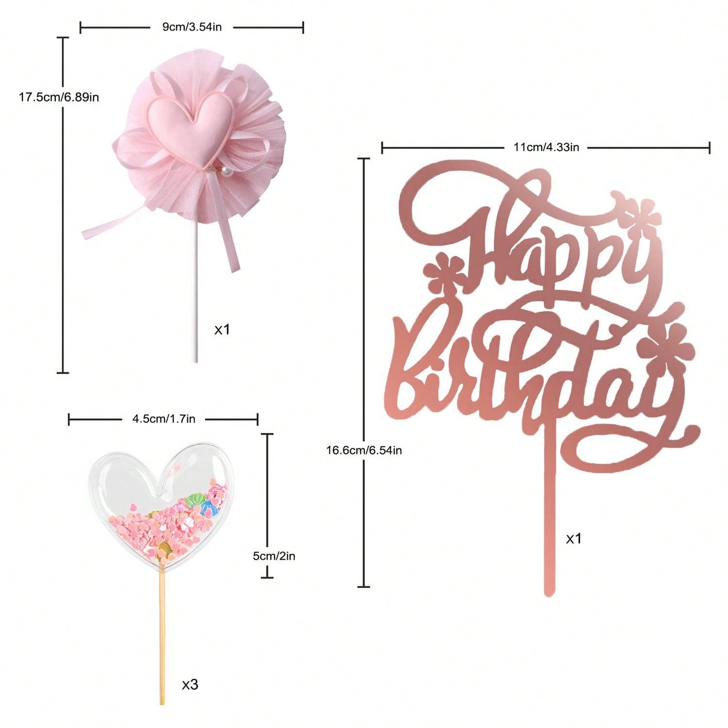 Pink Heart Happy Birthday Cake Topper Pink Birthday Cake Topper Lovely ...