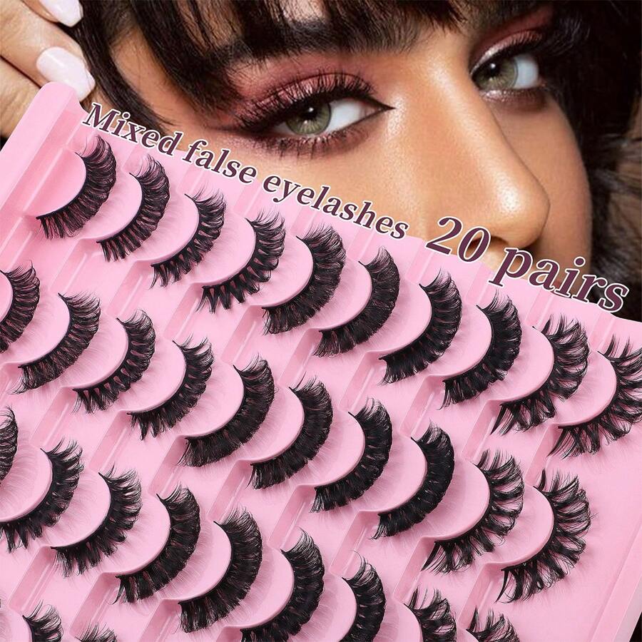 20 Pairs Mixed With 5 Styles Thick Curly Fluffy Volume False Eyelashes ...
