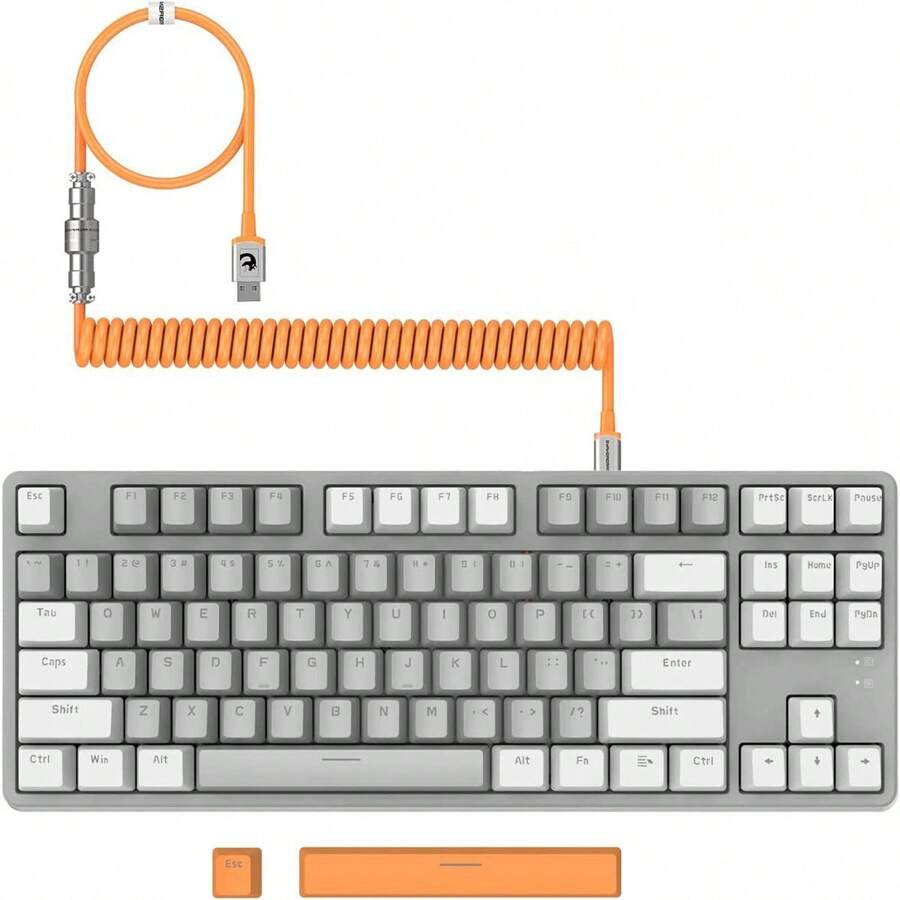 Wired Hot Swappable Mechanical Keyboard&Coiled Cable Custom DIY ...