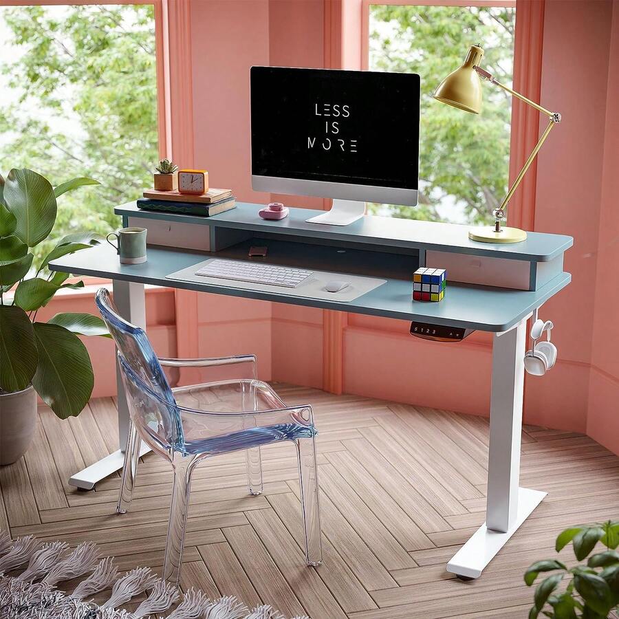 Height Adjustable Electric Standing Desk With Double Drawer, Stand Up ...