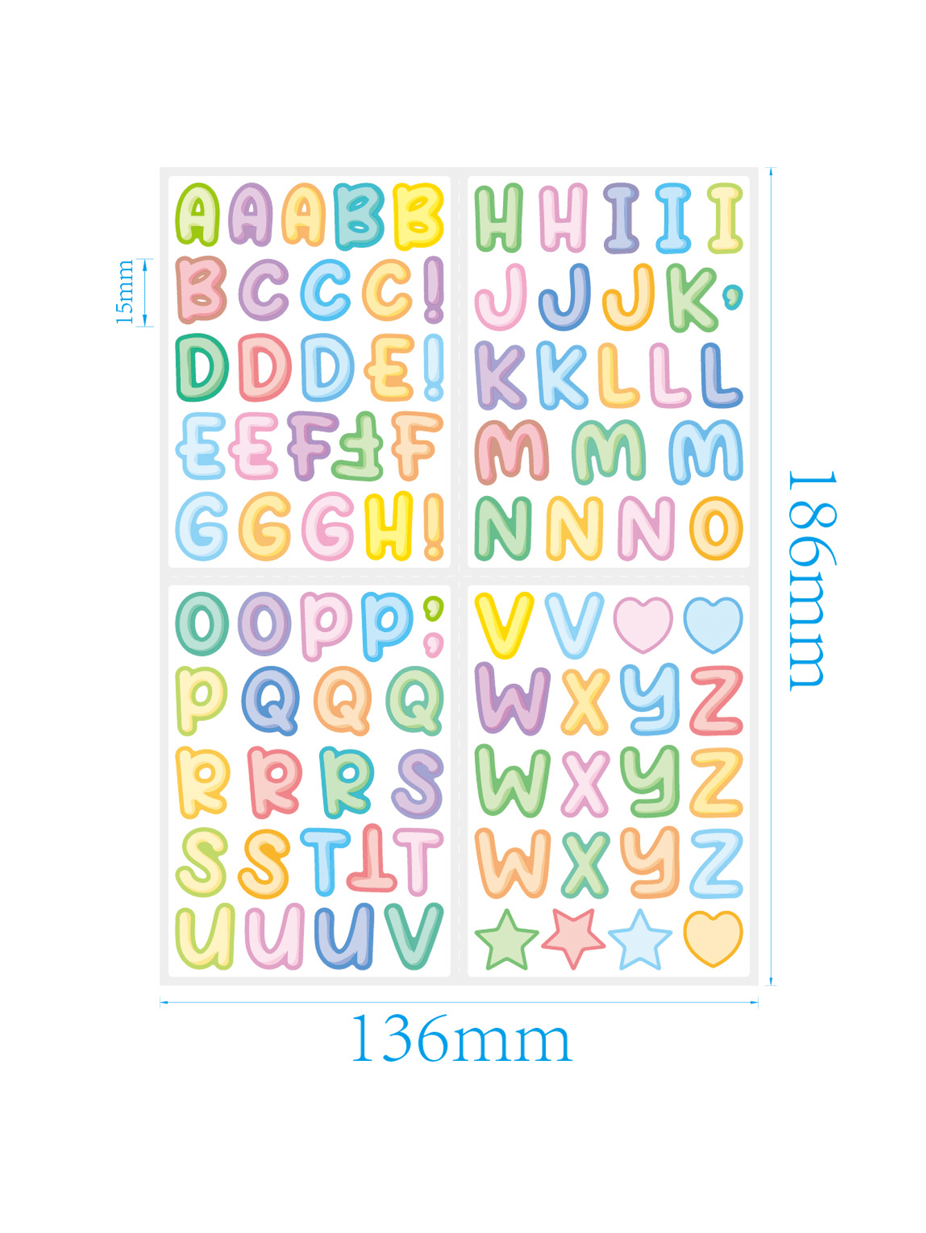 1PC Colorful English Alphabet Stickers Stick On Vinyl Letters Large ...
