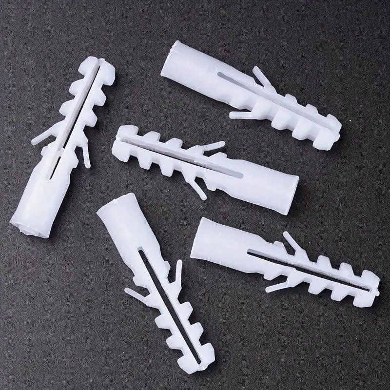200pcs White Ribbed Plastic Drywall Anchors, Wall Plug Bolts Expansion ...