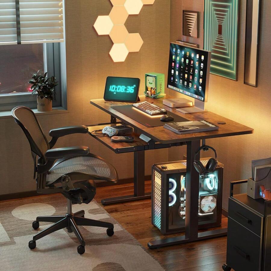 Standing Desk With Keyboard Tray, Electric Height Adjustable Desk, Sit ...