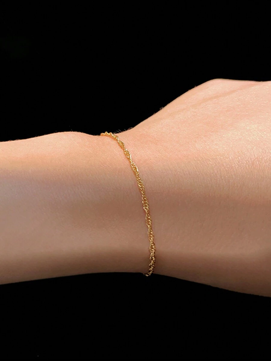 1pc Simple Ladies' Gold Stainless Steel Water Wave Chain | SHEIN USA