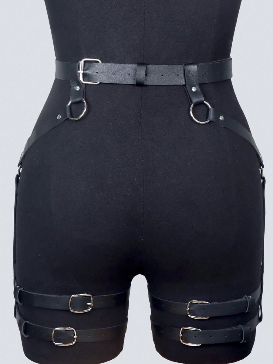 Punk Leg Garter Harness Belt Black Adjustable PU Waistband Gothic Thigh ...