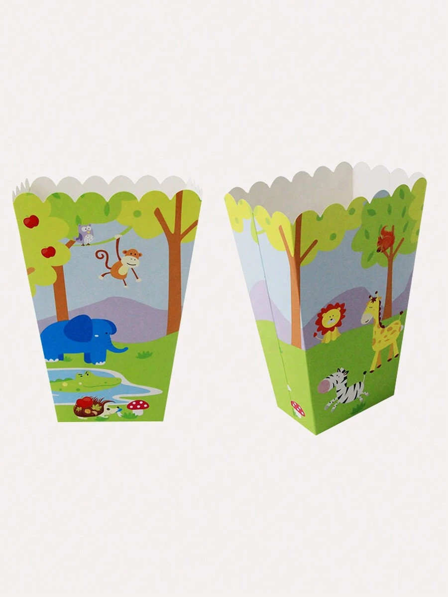12pcs Jungle Animal Paper Popcorn Boxes Jungle Theme Birthday Party ...