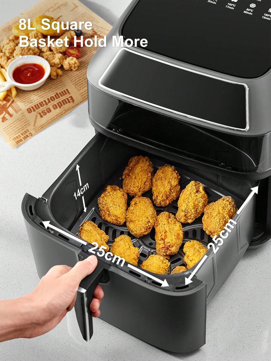 Hot Air Fryer, 8L, 12 Programmes Hot Air Fryer, LED Touch Screen ...