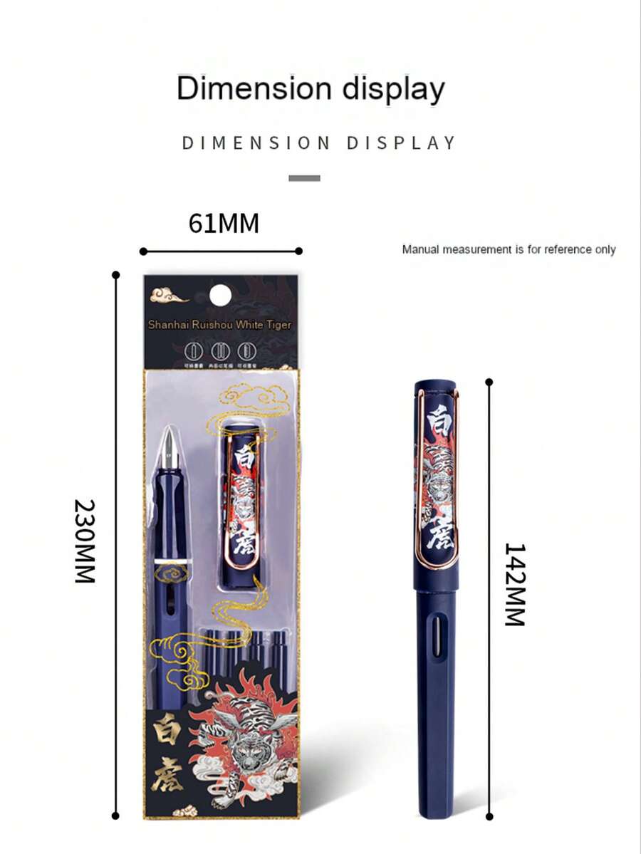 1pc Chinese Style Fountain Pen, Refillable Ink Cartridge, With Four ...