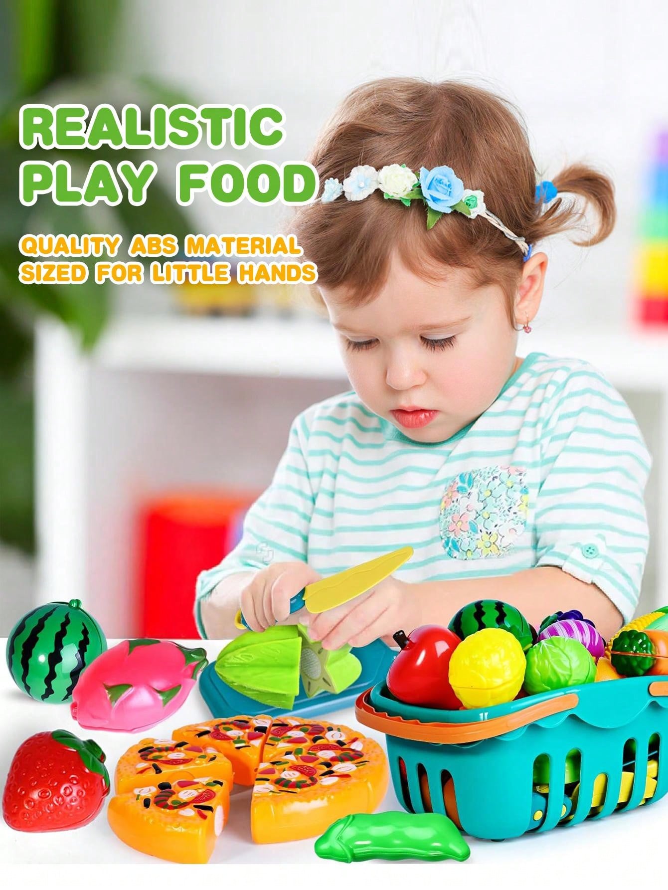 100pcs Play Food Set - Learning Toys For Boys & Girls, Cutting Food Toy ...