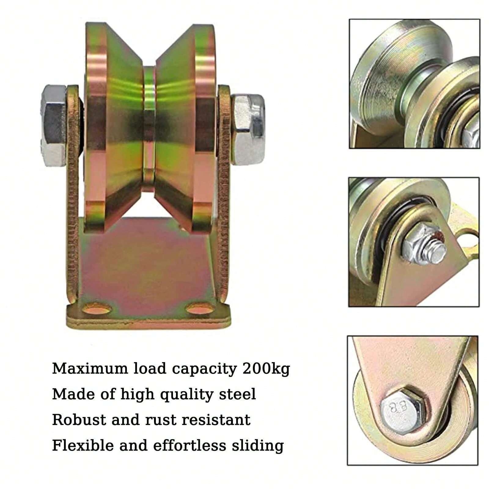 2pcs V-Groove Sliding Gate Roller, Steel V-Groove Track Wheel, Rope ...