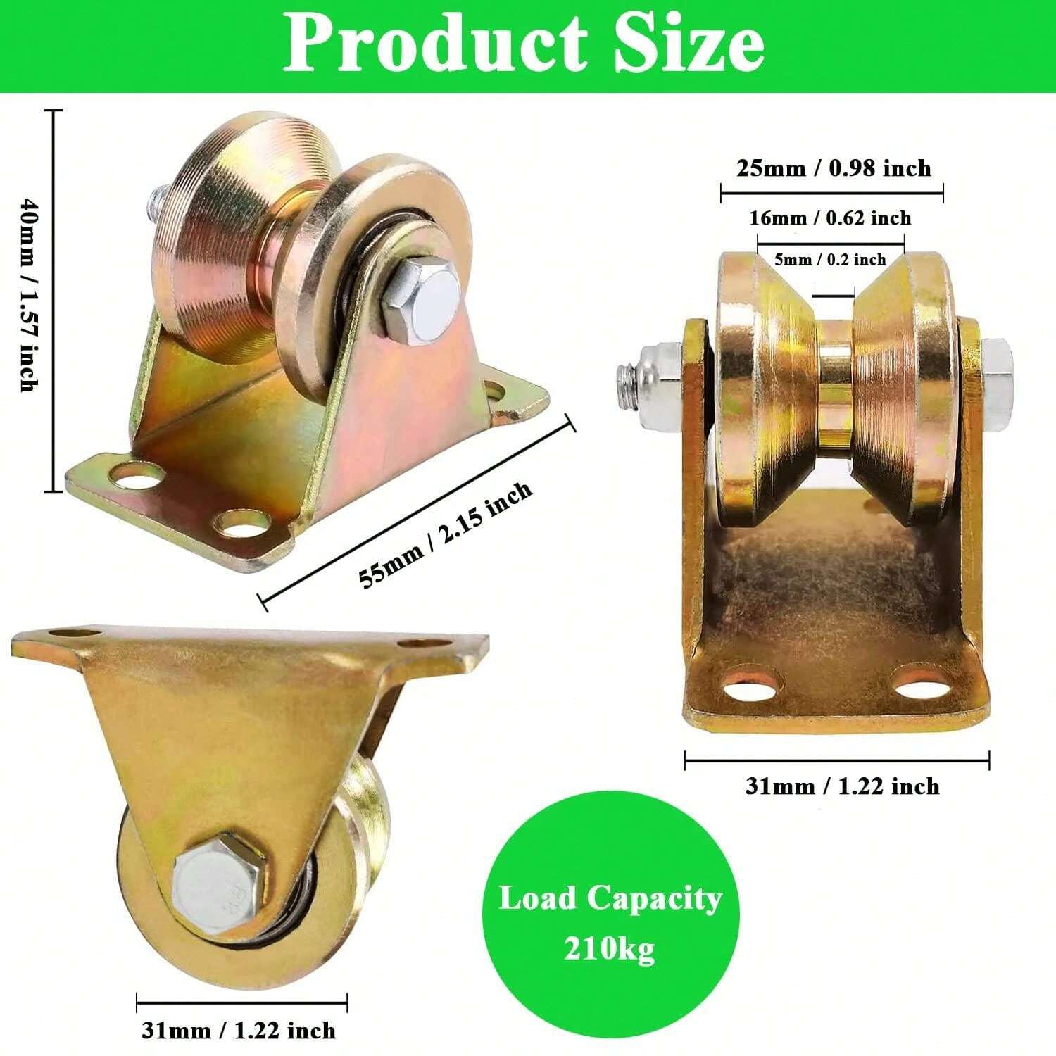 2pcs V-Groove Sliding Gate Roller, Steel V-Groove Track Wheel, Rope ...