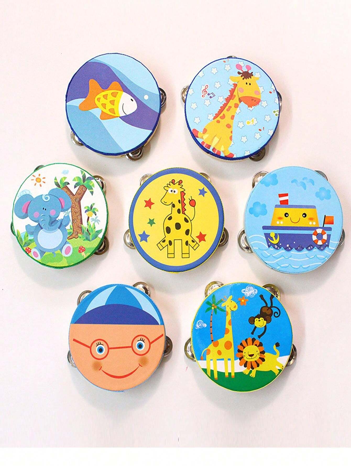 Montessori Toy Orff Percussion Instrument Cartoon Hand Drum & Bell Set ...
