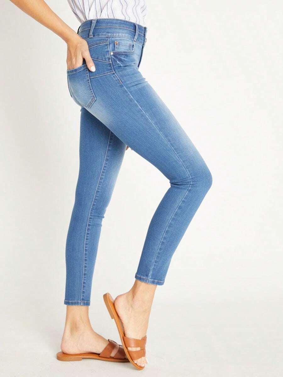 DOUBLE WAIST BANDED HIGH RISE PUSH UP ANKLE SKINNY | SHEIN USA