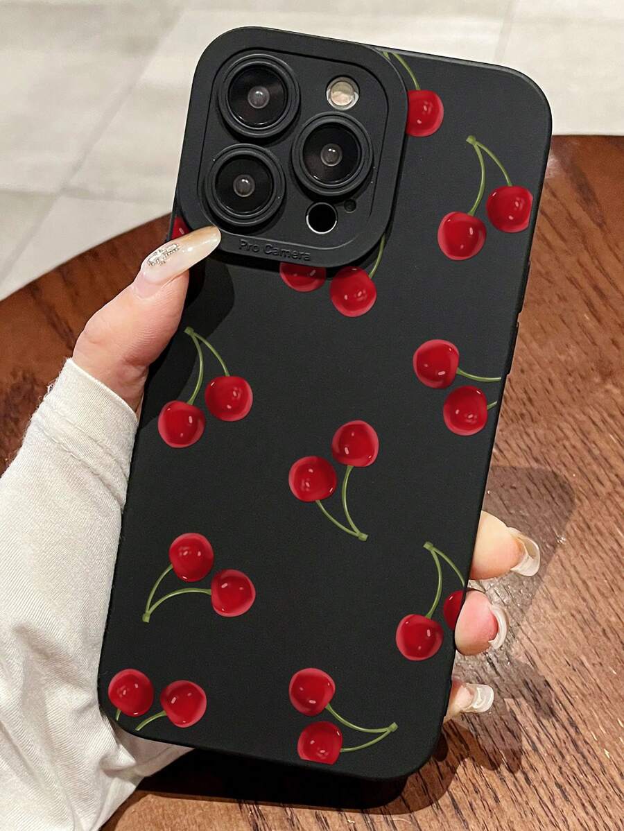 1pc Black Eyed Inverted Cherry Phone Case Compatible With Iphone 11/12 ...
