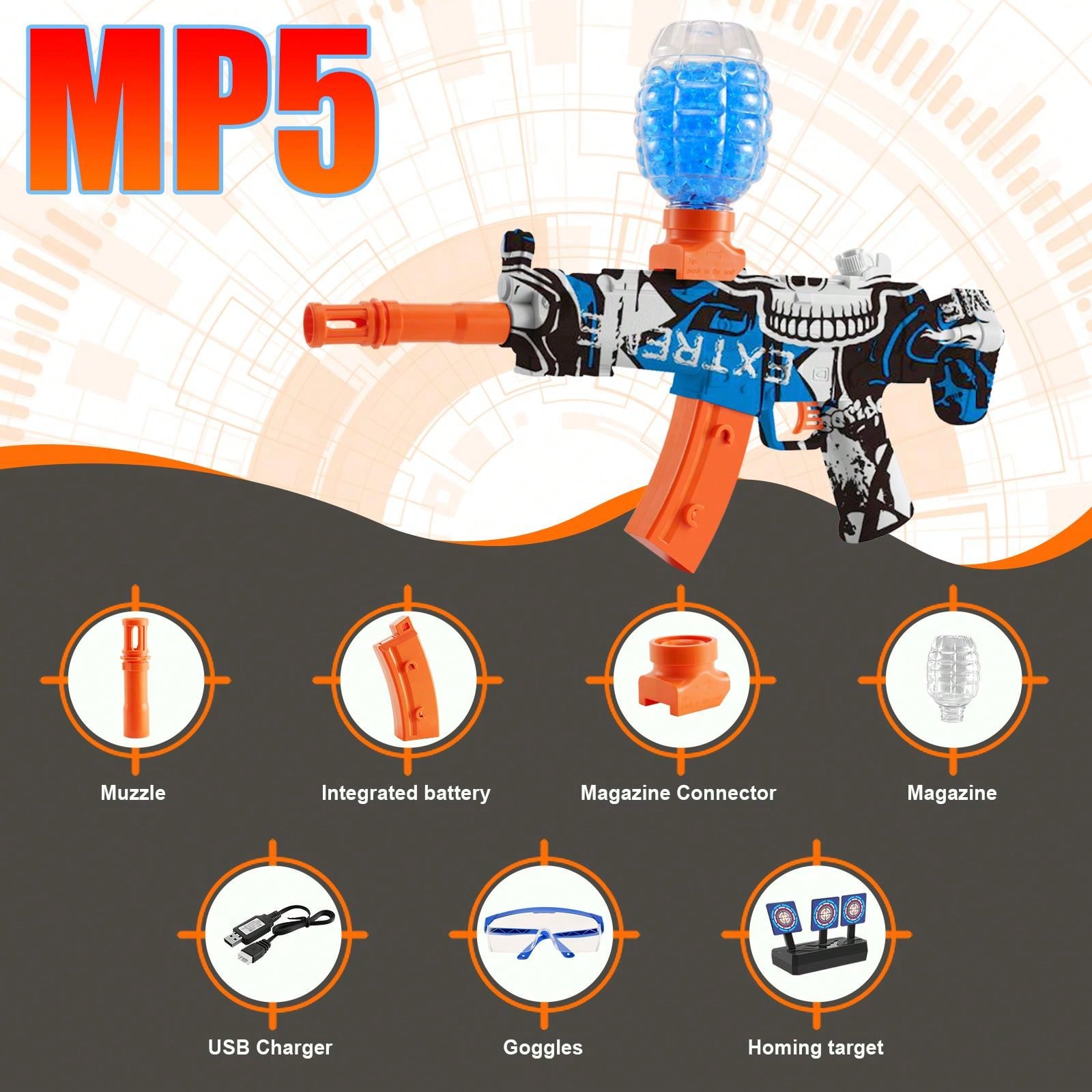 High Speed MP5 Electric Gel Balls Gun Toys ! Upgraded Automatic Water ...