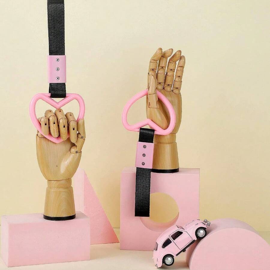 2 Pieces Heart Shaped Car Handle Straps Drift Charm Rear Bumper Warning ...