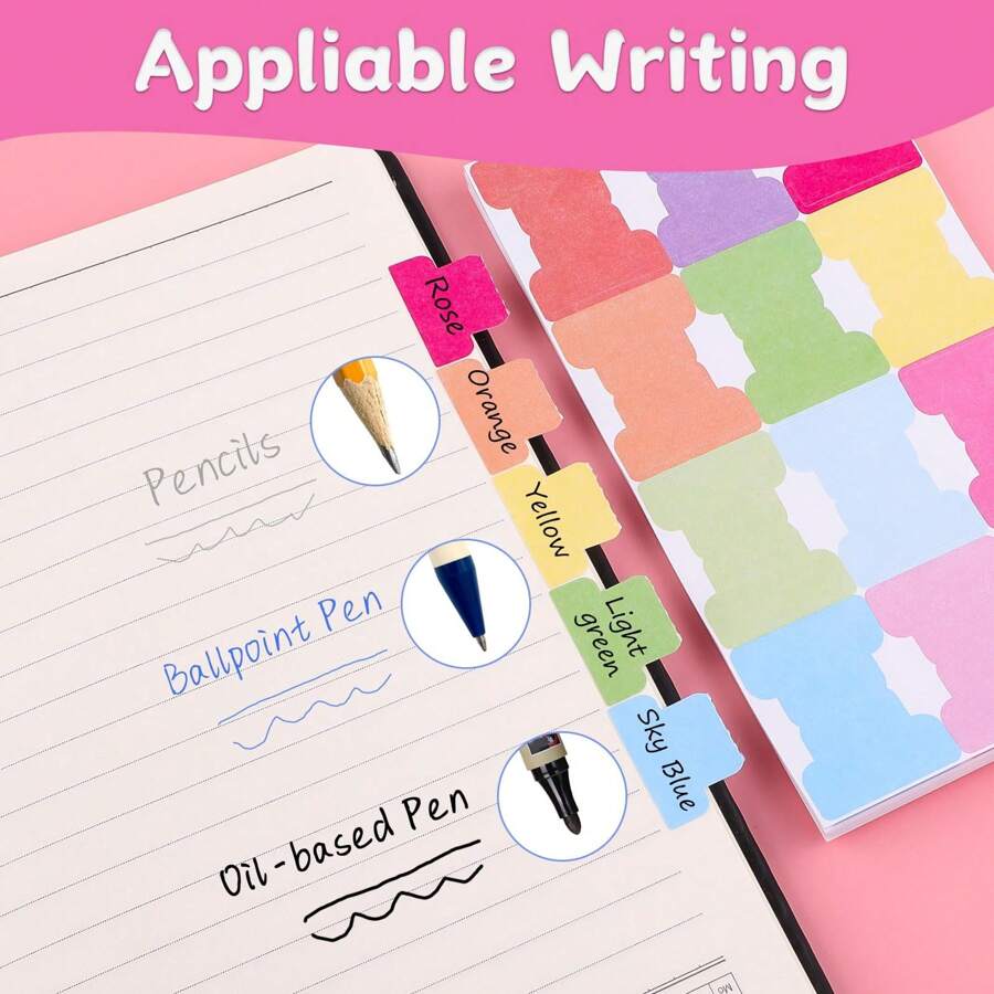 180pcs Adhesive Colorful Book Labels, Double-Sided Writable And Relocatable Index Tabs For ...
