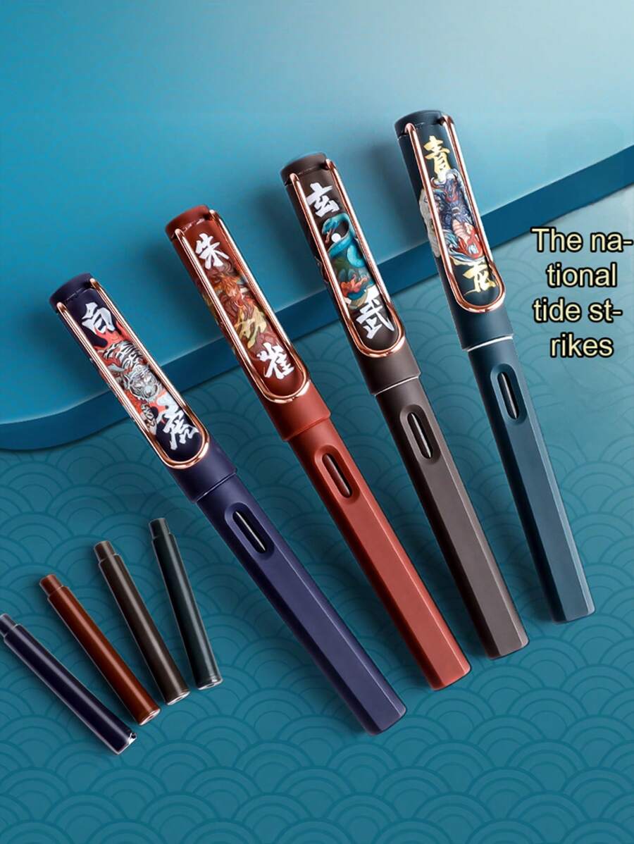1pc Chinese Style Fountain Pen, Refillable Ink Cartridge, With Four ...