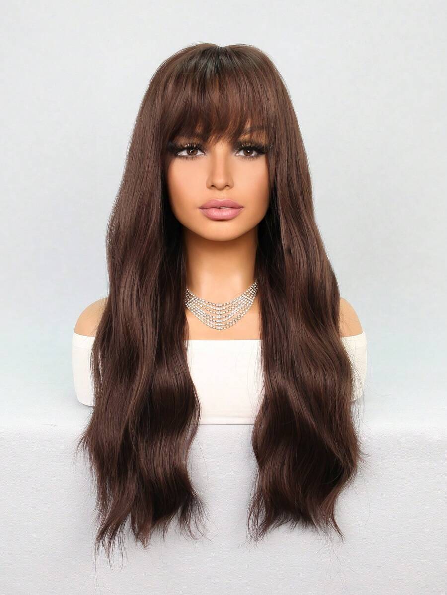 Natural Top Middle Part Hairline Synthetic Heat Resistant Wigs With ...