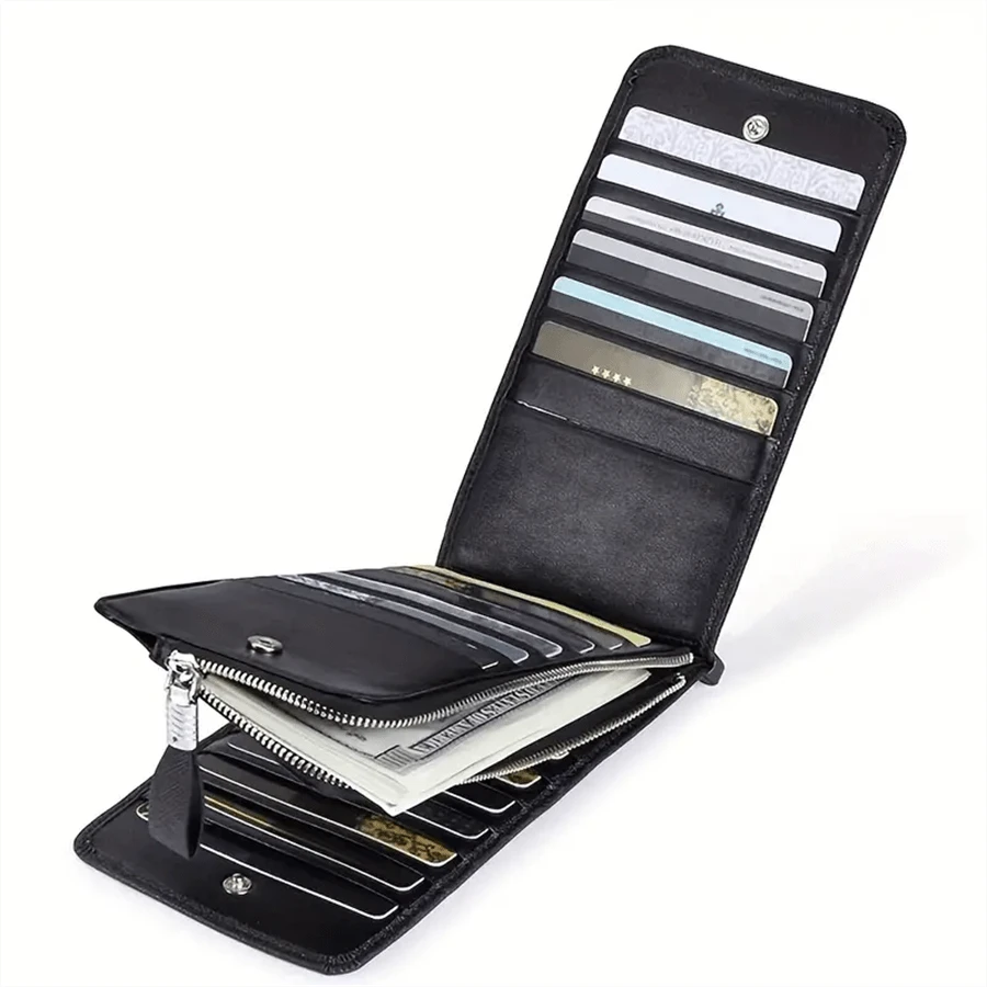 Stylish Faux Leather Credit Card Holder With Multiple Slots And Zipper ...