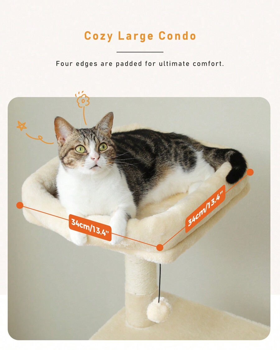 PEQULTI 60'' Cat Tree, Tall Cat Tower, Multi-Level Cat Condo For Indoor ...